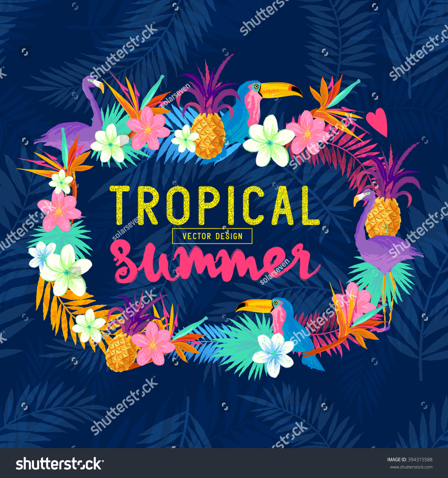 Vivid Tropical Border Stock Vector (Royalty Free) 394315588 | Shutterstock