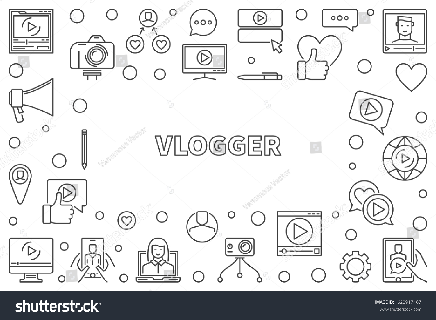 Vlogger Vector Creative Illustration Horizontal Frame Stock Vector ...
