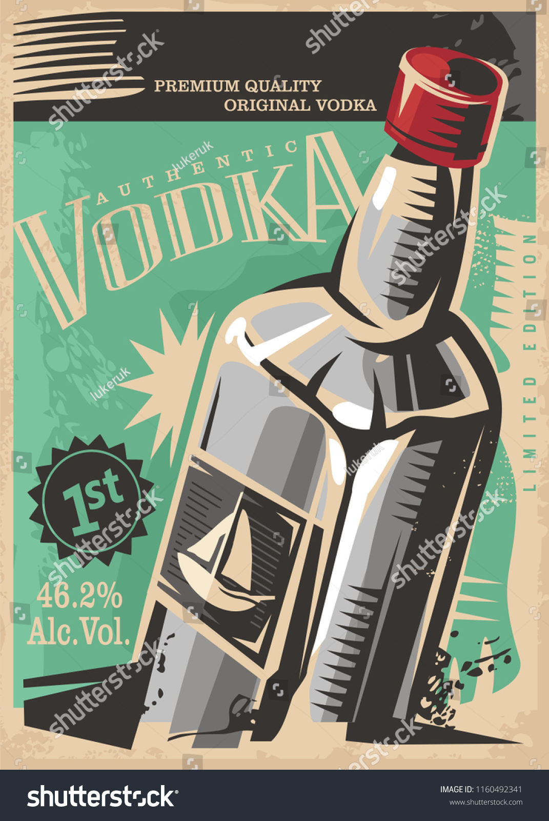 Vodka Retro Drinks Vector Poster Design Stock Vector (Royalty Free ...