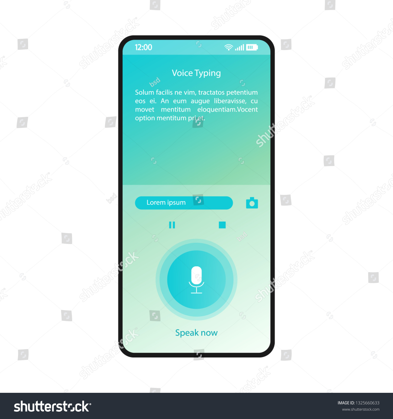 Voice Typing Smartphone Interface Vector Template Stock Vector (Royalty ...