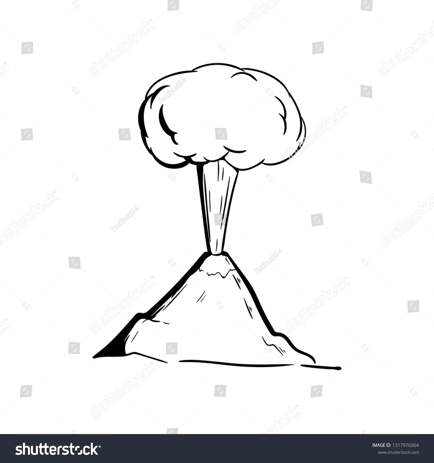 Volcanic Eruption Doodle Icon Vector: vector de stock (libre de ...
