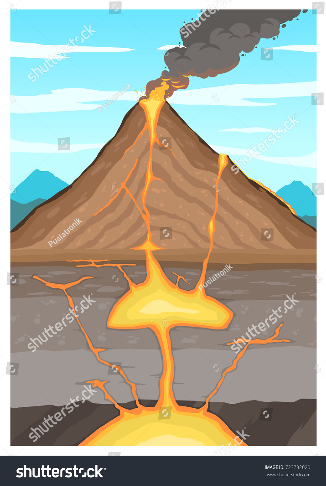 Volcano Cross Section Template Infographic Vector Stock Vector (Royalty ...