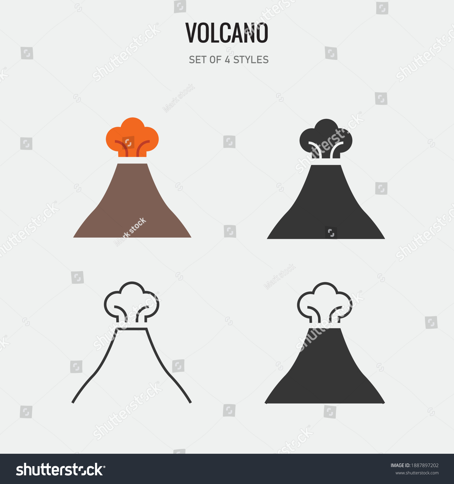 Volcano Eruption Vector Icon Lava Stock Vector (Royalty Free) 1887897202