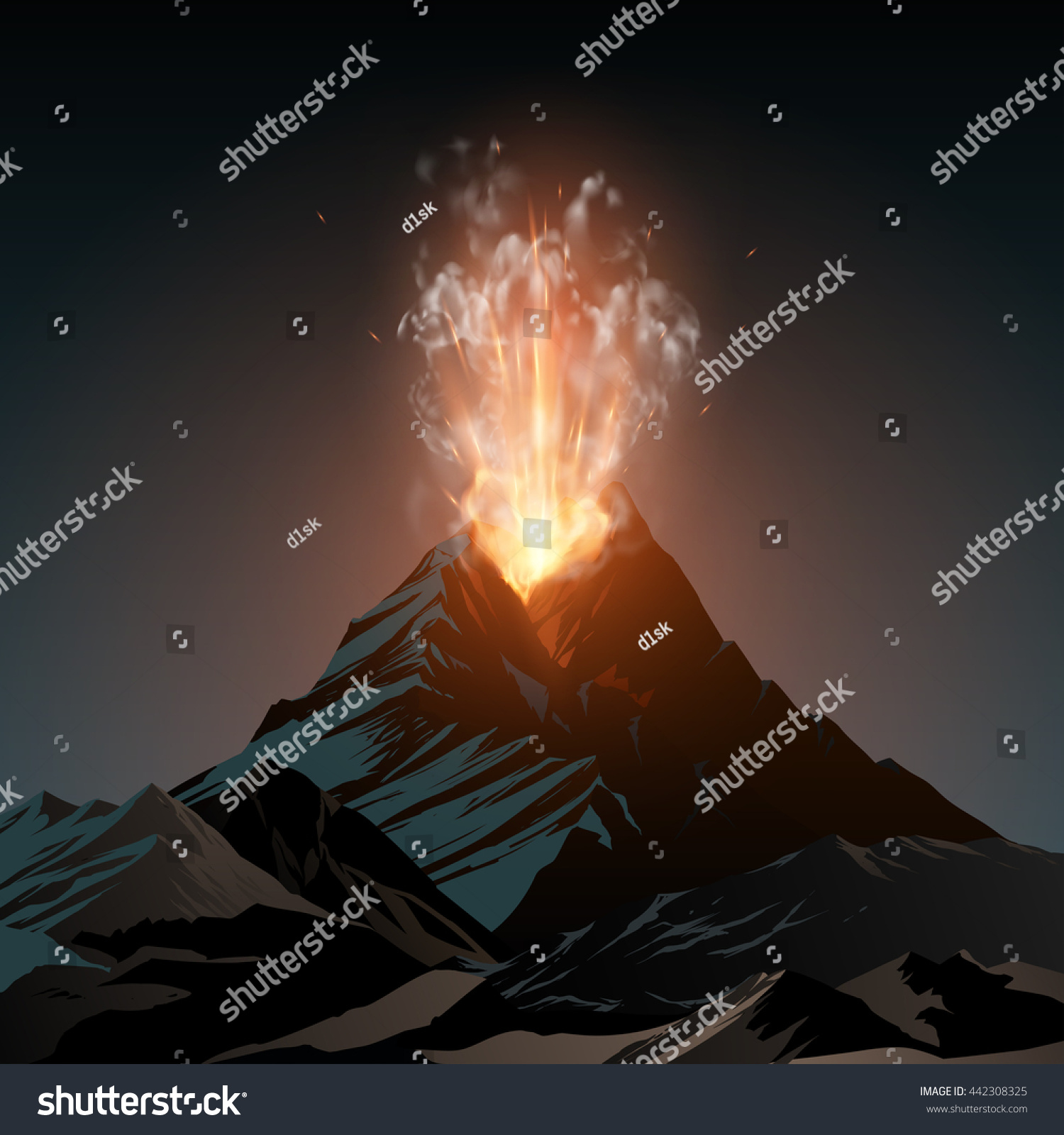 Volcano Illustration Stock Vector (Royalty Free) 442308325