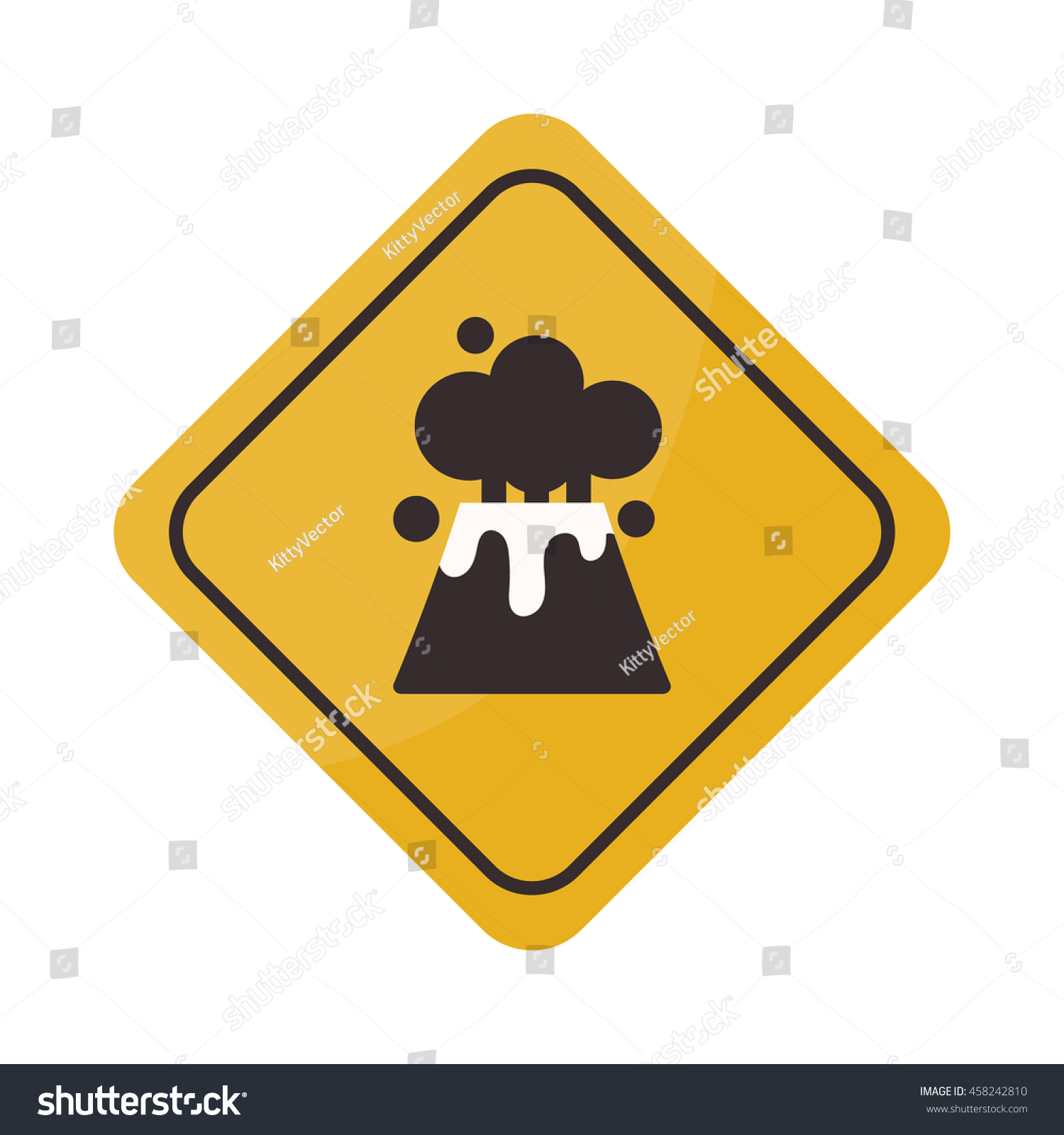 Volcano Warning Sign Vector Illustration Stock Vector (Royalty Free ...