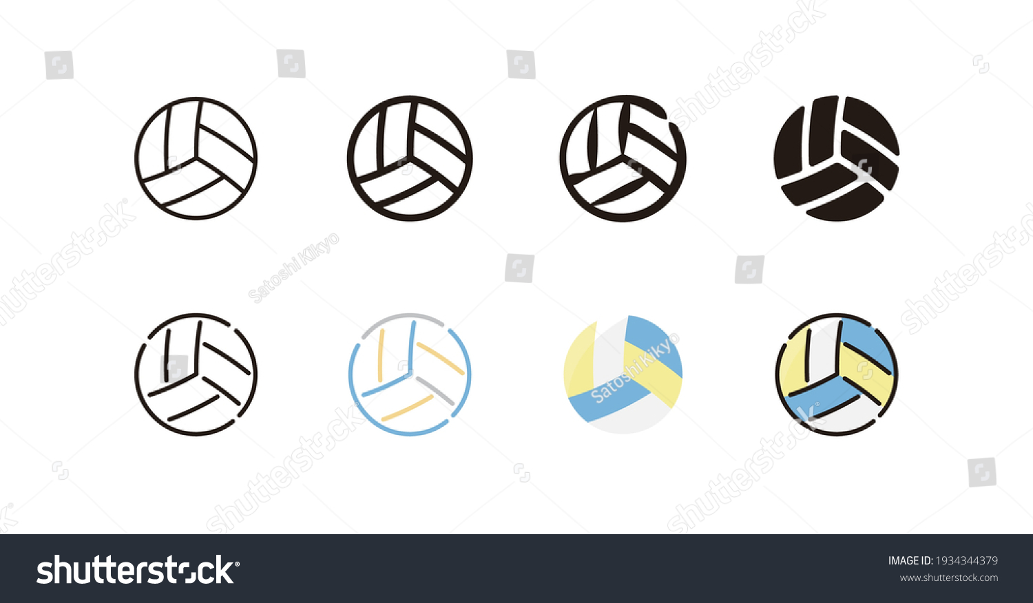 Volleyball Icon Set 8 Different Style Stock Vector (Royalty Free ...