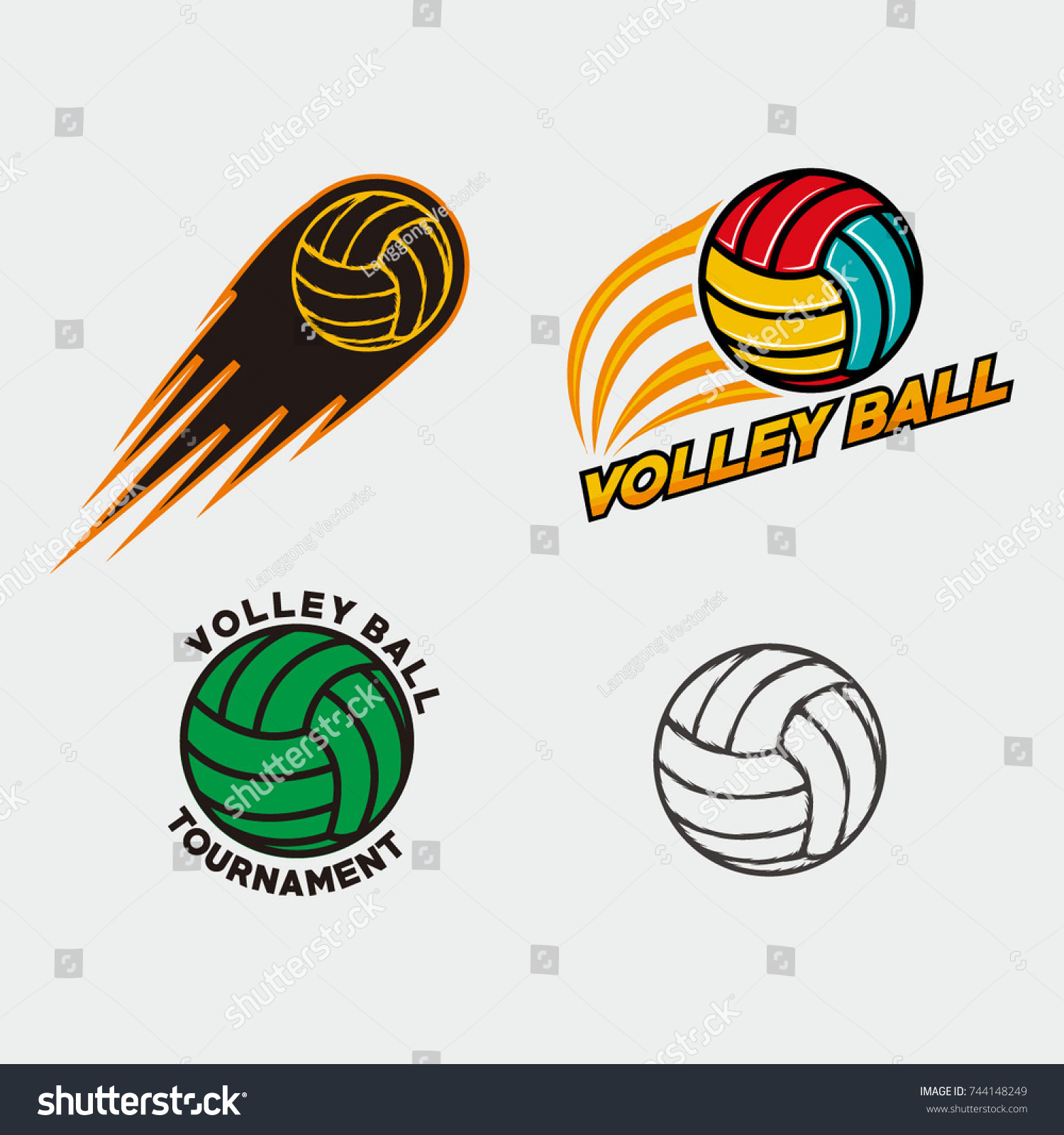 Volleyball Logo Vector Set Stock Vector (Royalty Free) 744148249 ...