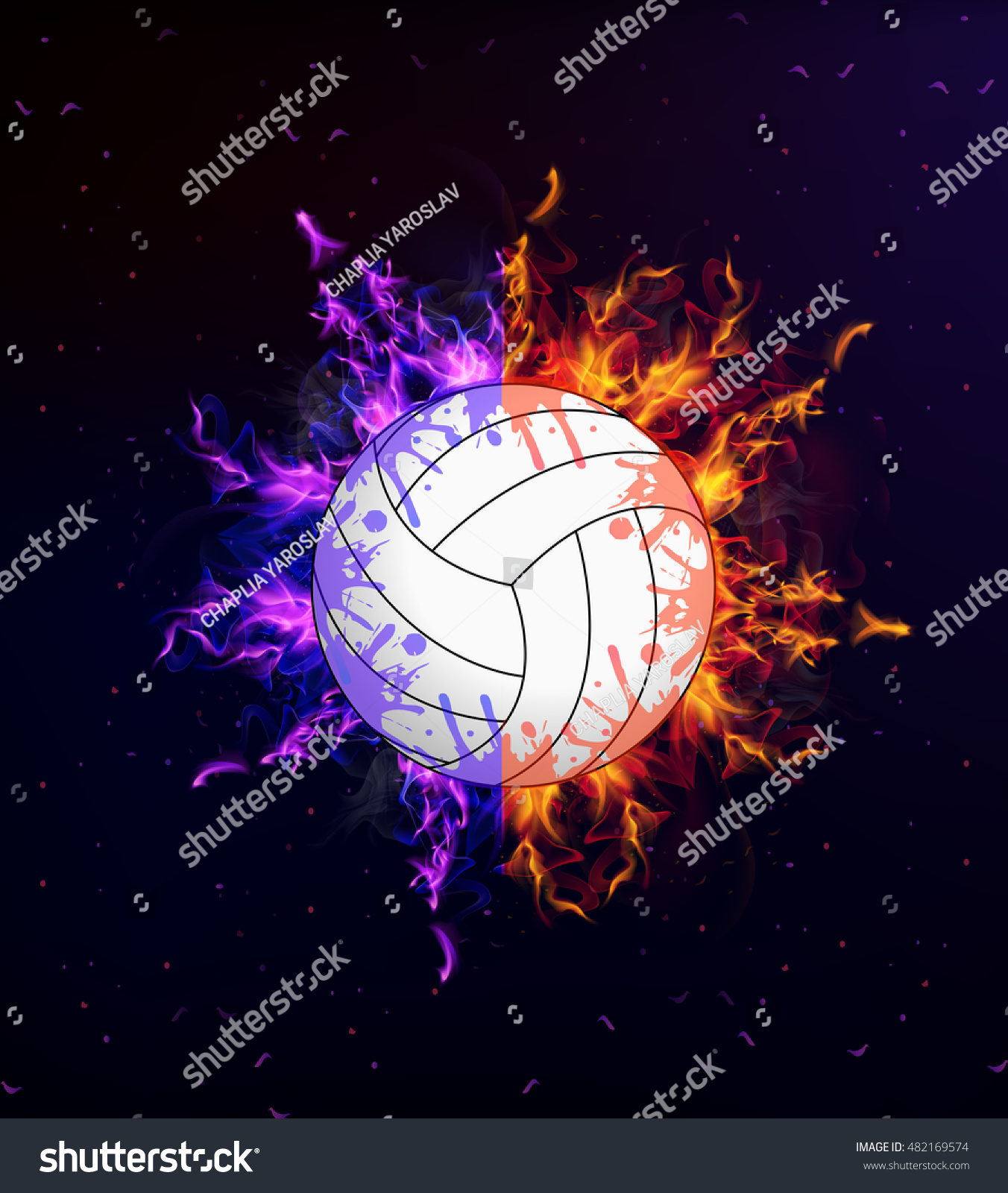 Volleyball On Fire Stock Vector (Royalty Free) 482169574