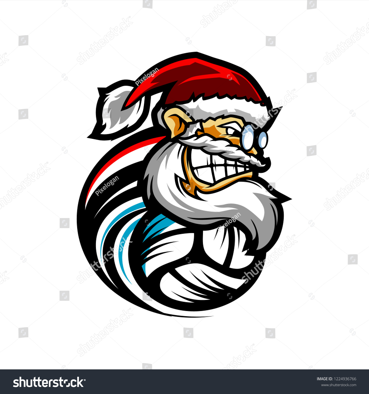 Volleyball Santa Logo Stock Vector (Royalty Free) 1224936766