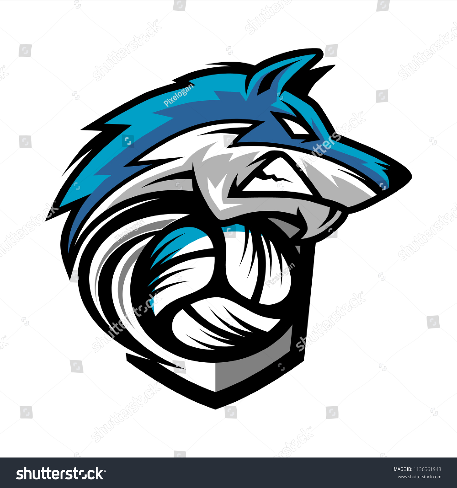 Volleyball Wolf Team Logo Stock Vector (Royalty Free) 1136561948 ...