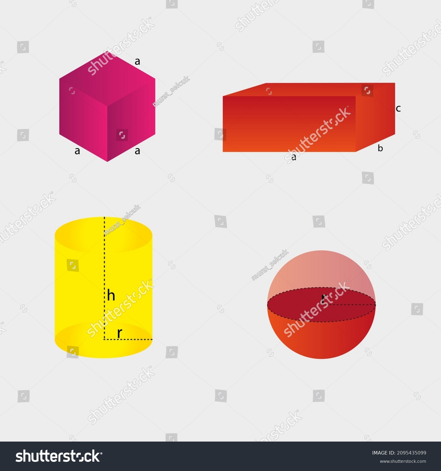 Volume Formulas Solids Physical Objects Stock Vector (Royalty Free ...