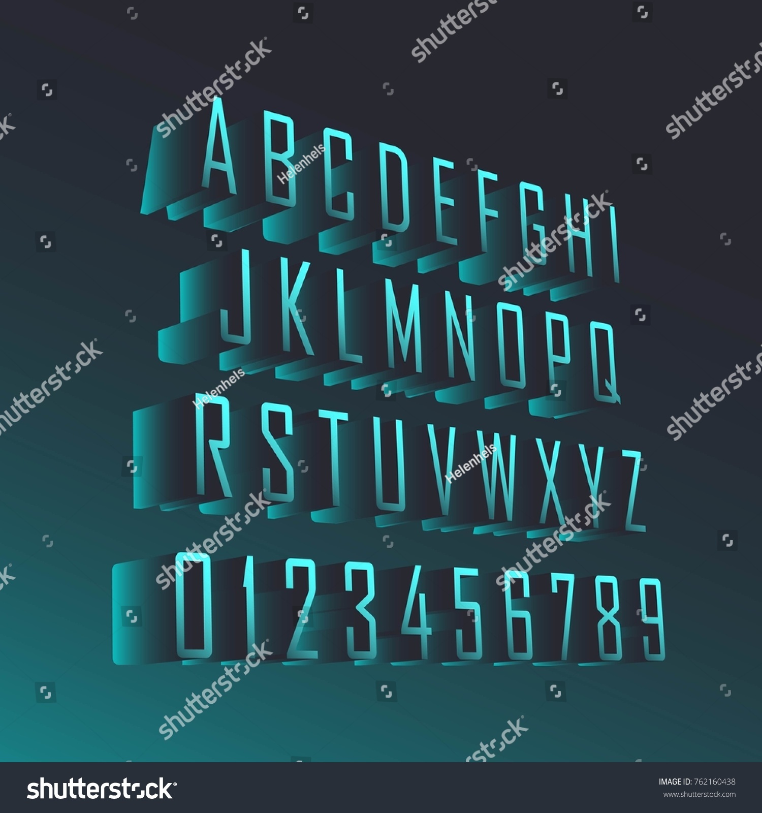 Volumetric Alphabet Letters Numbers 3d Effect Stock Vector (Royalty ...