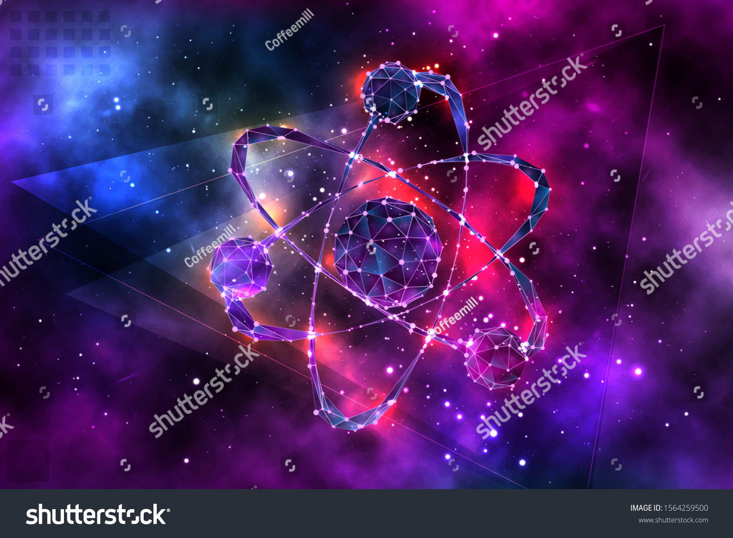 Volumetric Vector Atom Electrons Space Inside Stock Vector (Royalty ...