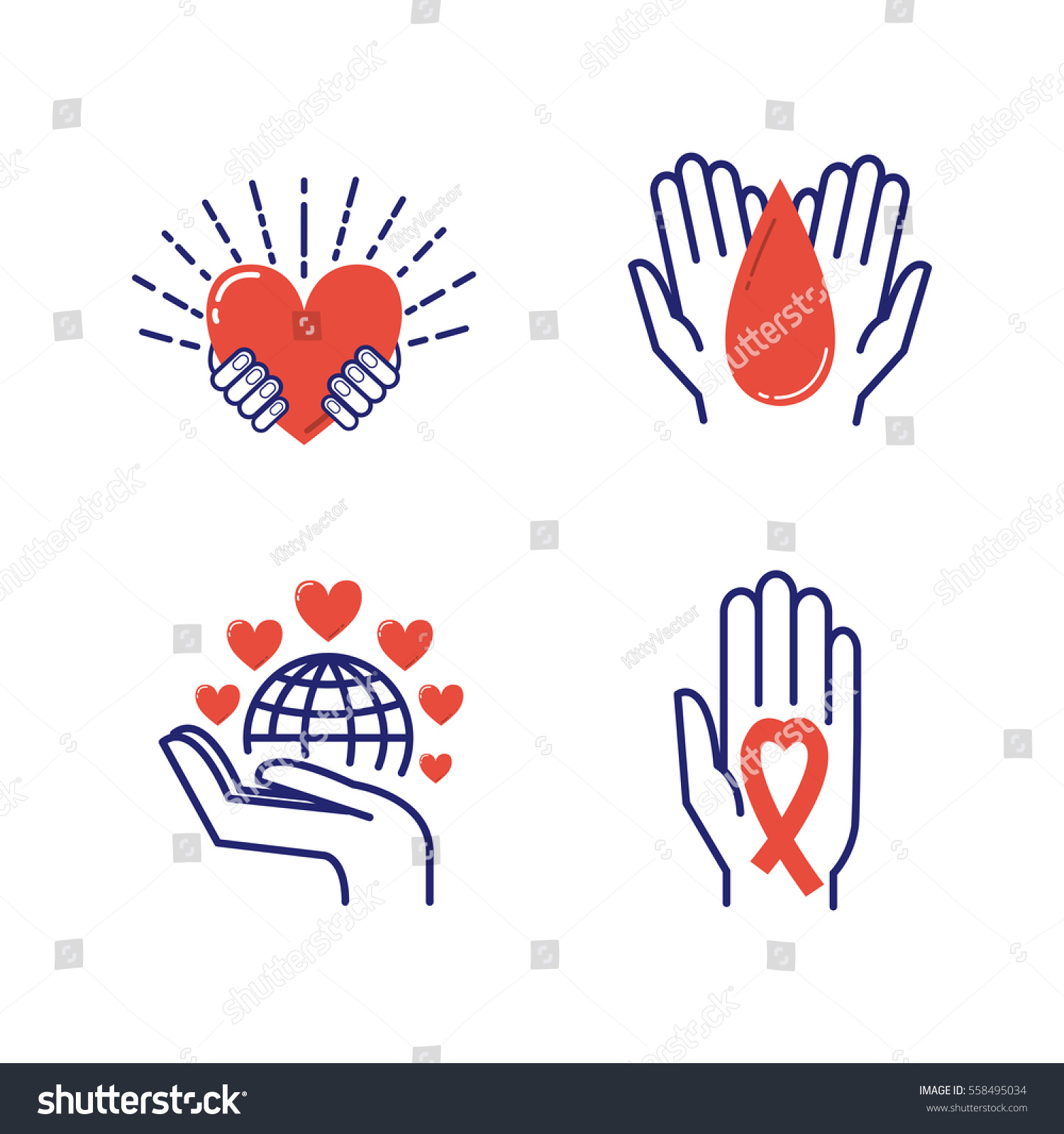 Volunteer Icons Vector Set Stock Vector (Royalty Free) 558495034
