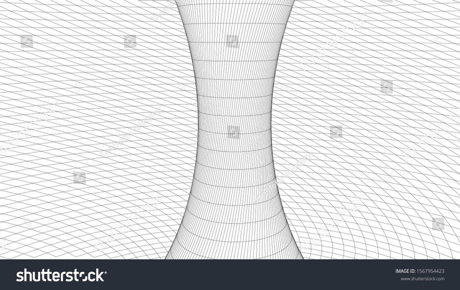 Vortex Vector Perspective Curved Grid Wireframe Stock Vector (Royalty ...