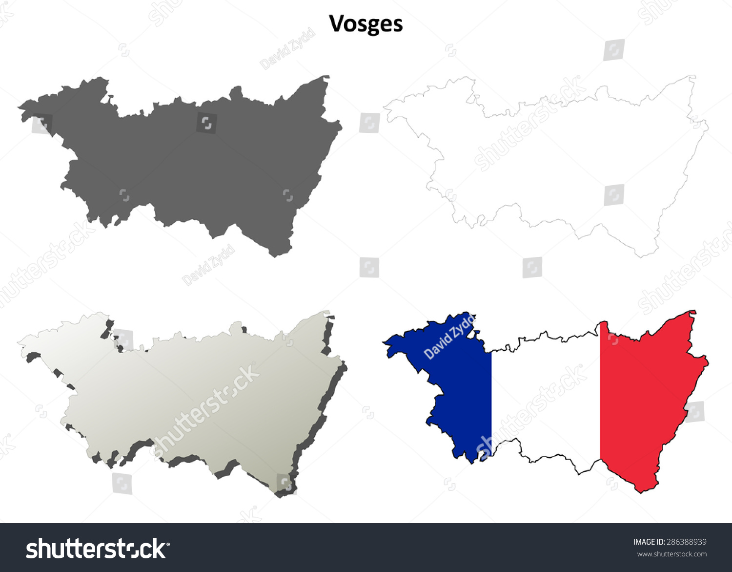 Vosges Lorraine Outline Map Set: vector de stock (libre de regalías ...