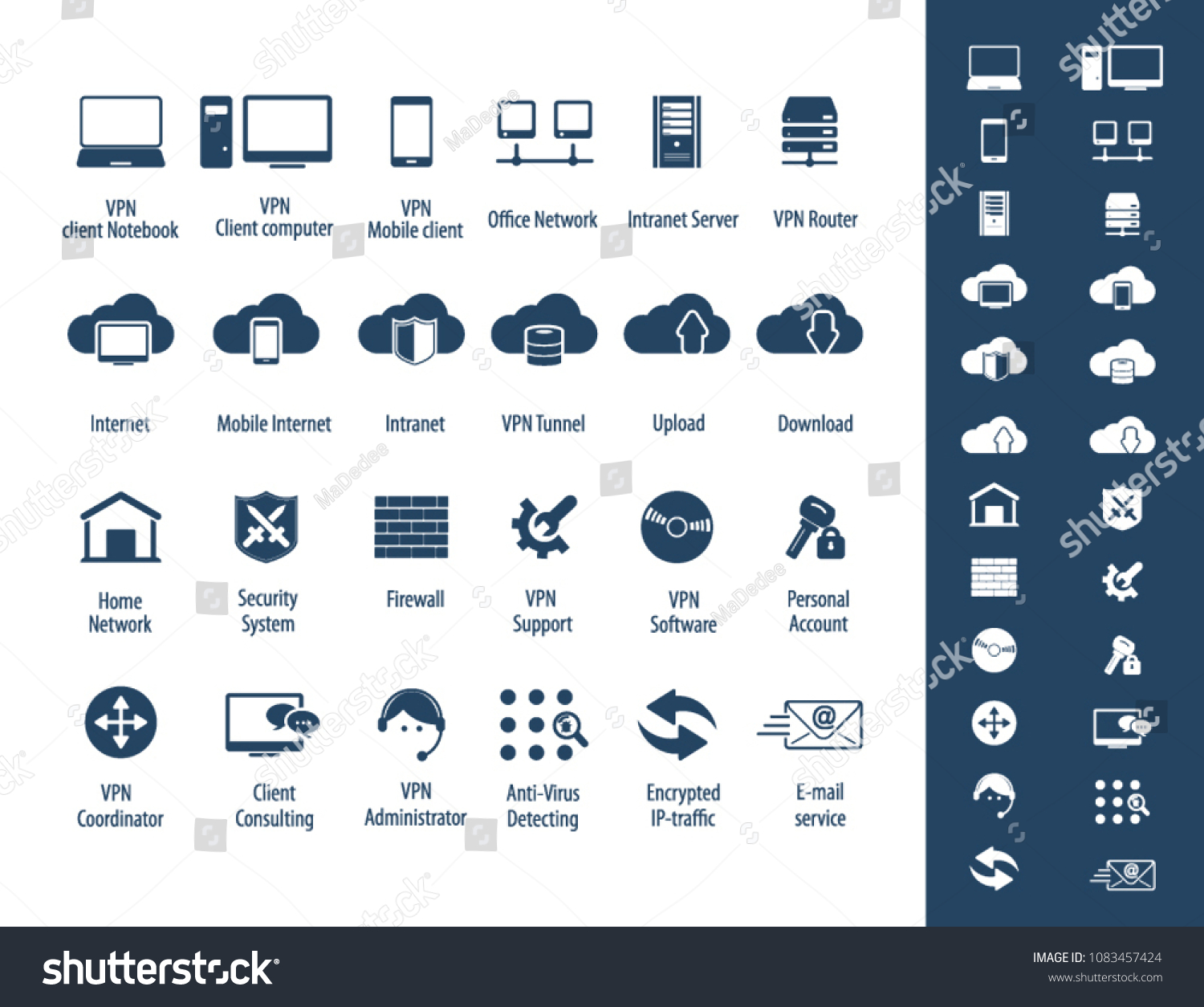 Vpn Icon Set 24 Icon Set Stock Vector (Royalty Free) 1083457424