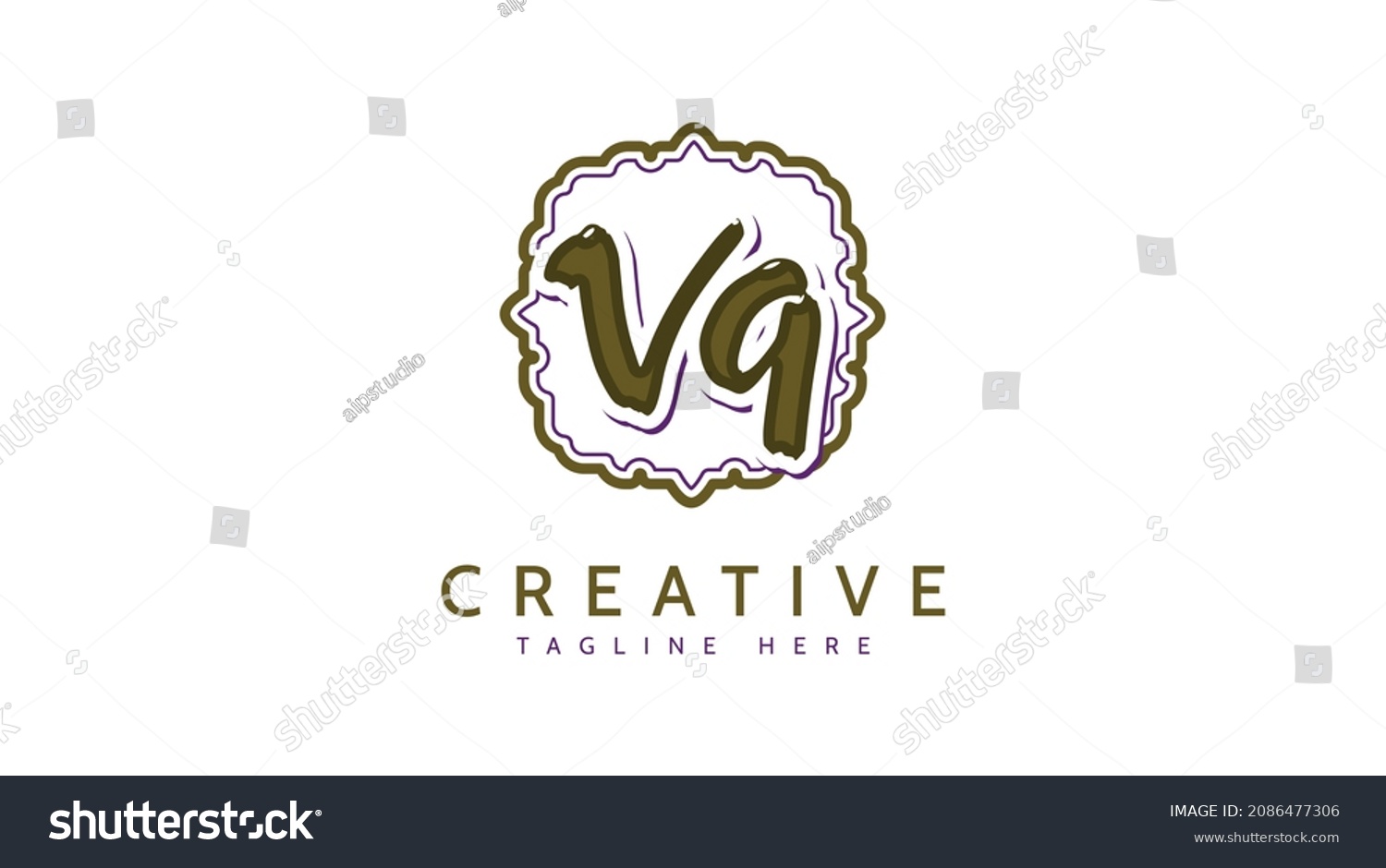 Vq Initials Handwriting Logo Vector Stock Vector (Royalty Free) 2086477306