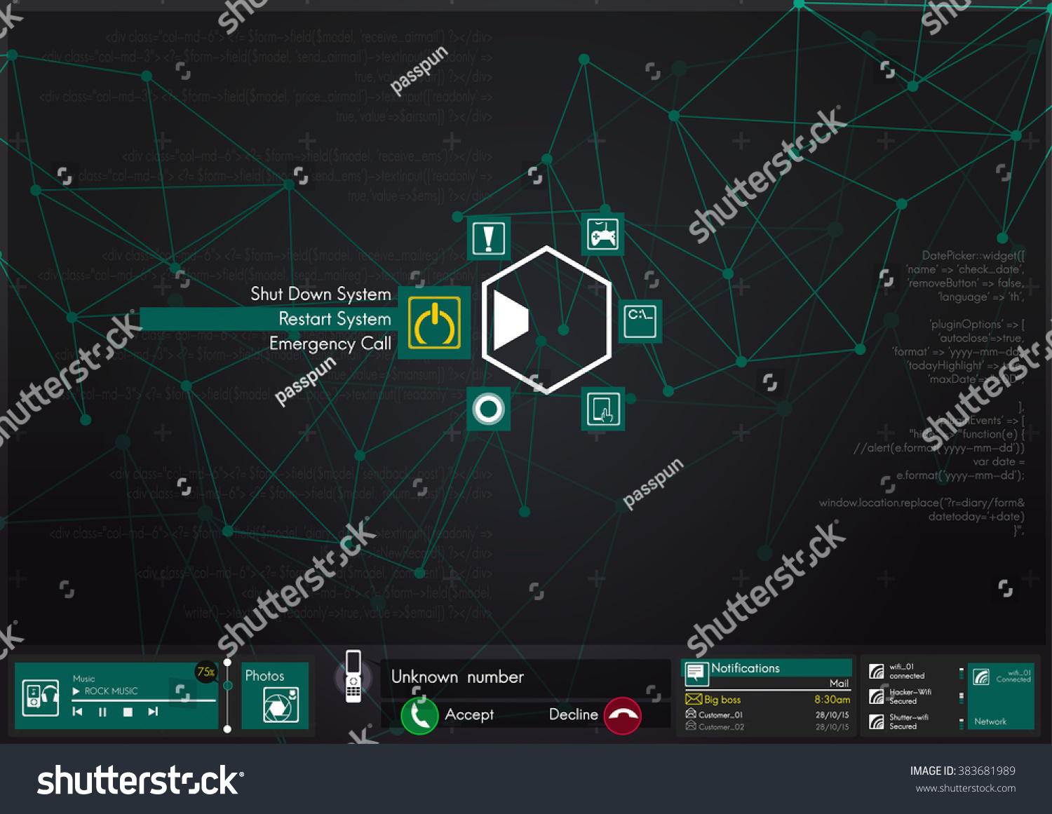 Vr Futuristic Interface Technology 3d Wireframe Stock Vector (Royalty ...