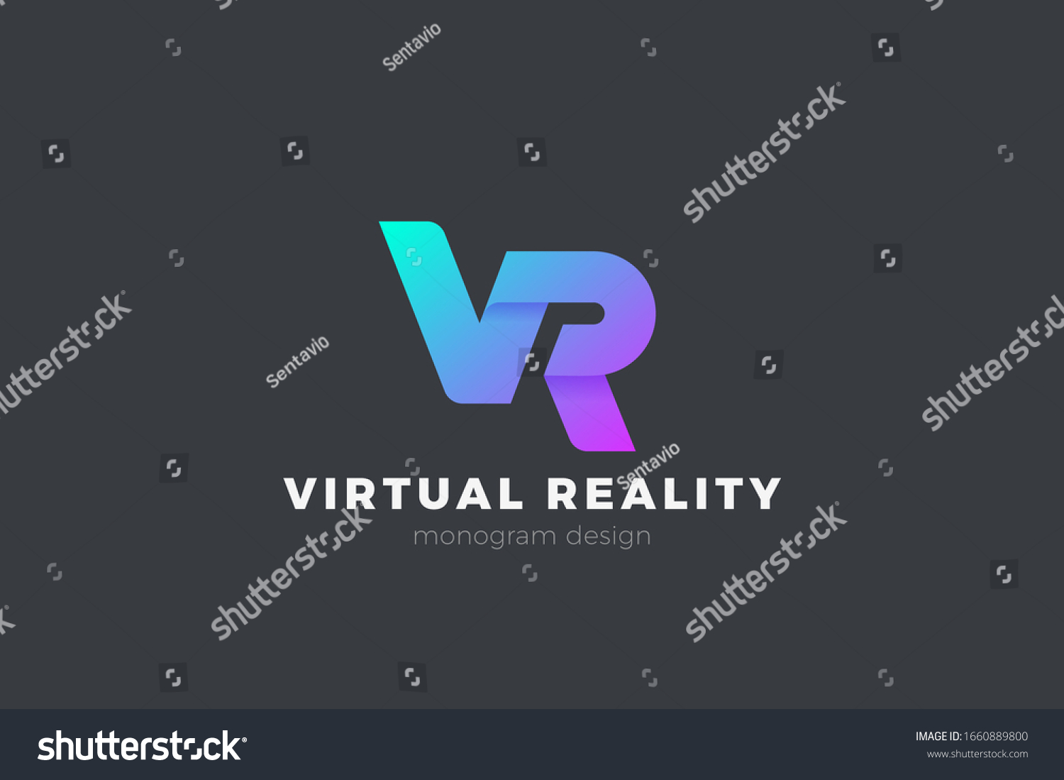 Vr Monogram Logo Virtual Reality Technology Stock Vector (Royalty Free ...