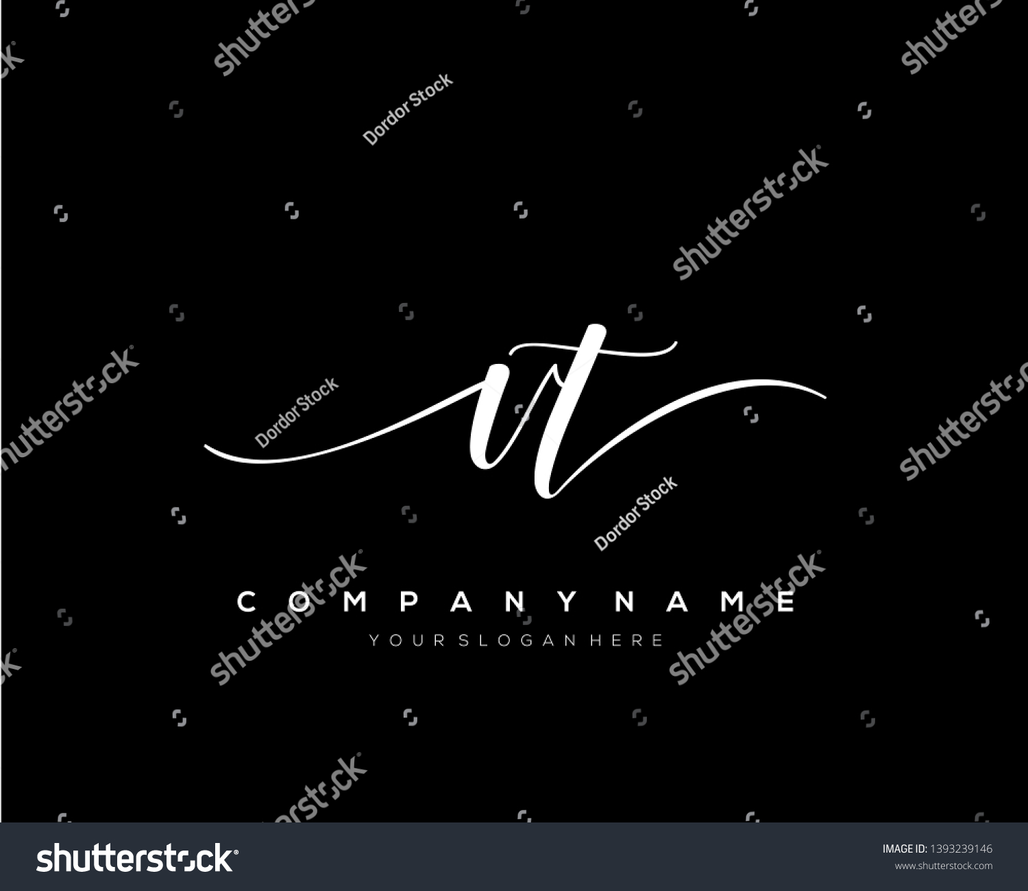 Vt Handwriting Initial Logo Vector Stock Vector (Royalty Free) 1393239146