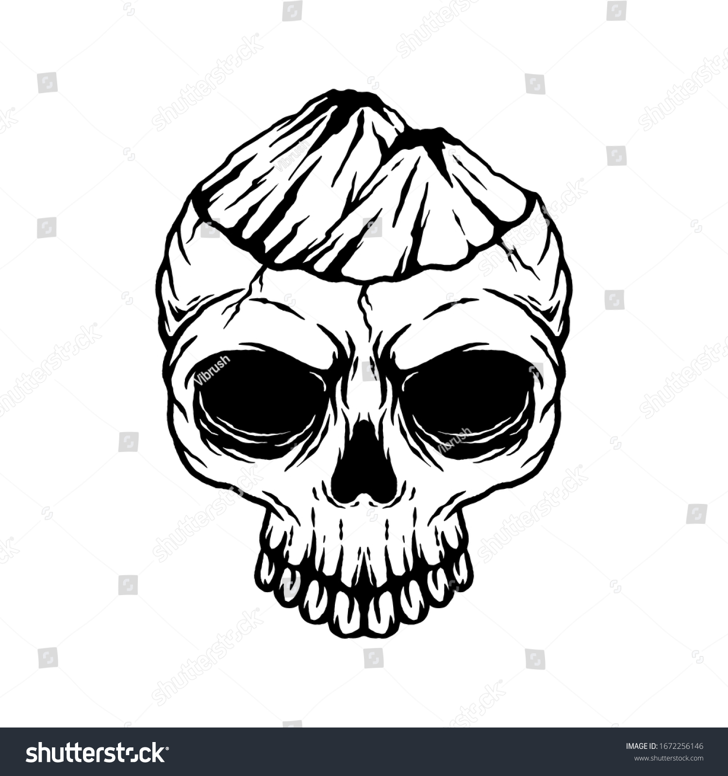 Vulcano Mountain Skull Head Vector Illustration Stock Vector (Royalty ...