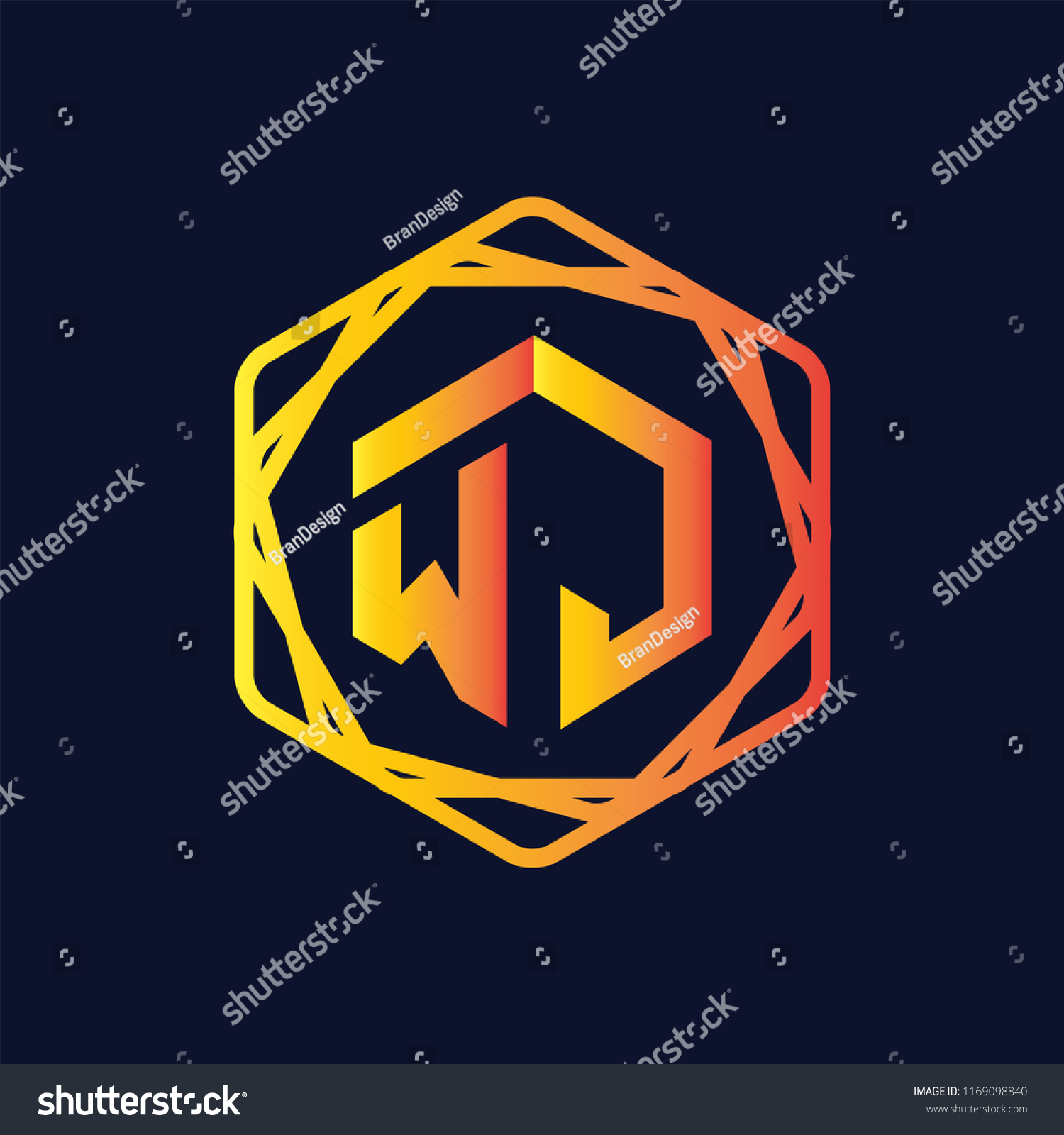 W J Initial Letter Hexagonal Logo Stock Vector (Royalty Free) 1169098840