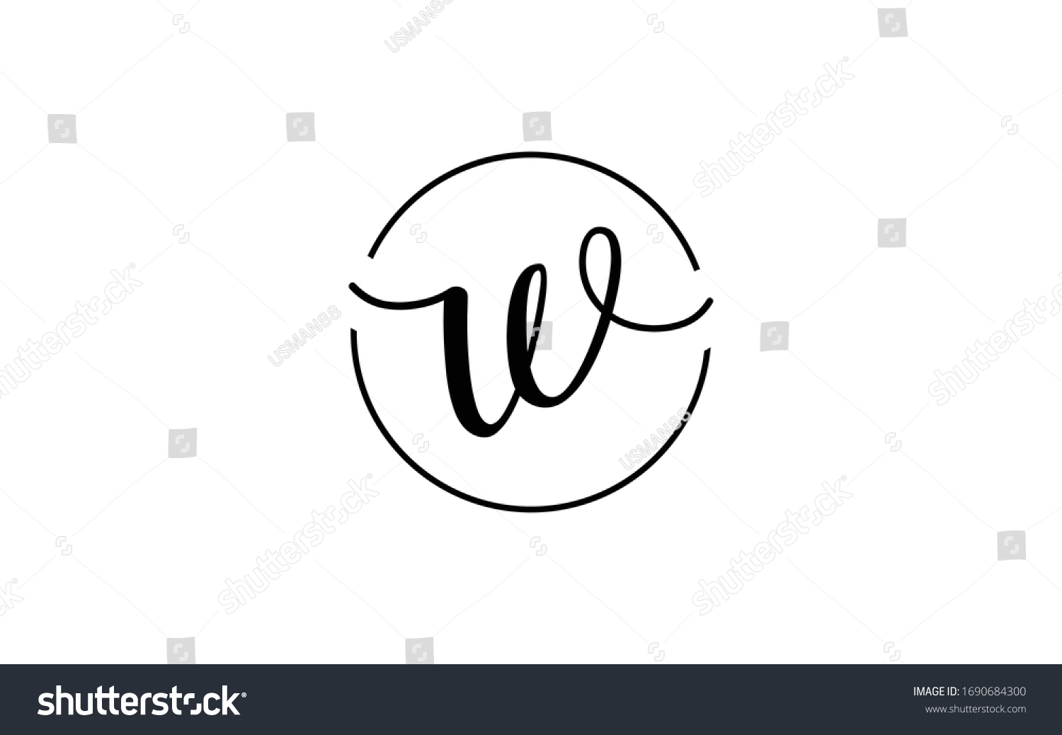 W W Cursive Letter Initial Logo Stock Vector (Royalty Free) 1690684300