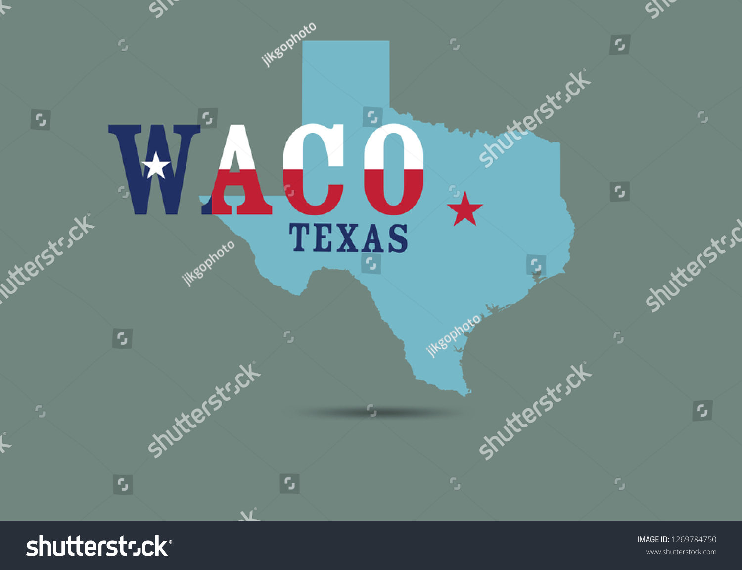 Waco Texas Typography Map Vector Eps Stock Vector (Royalty Free) 1269784750