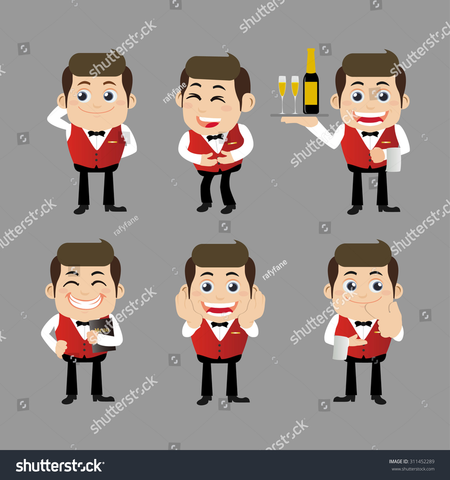 Waiter Different Poses Stock Vector (Royalty Free) 311452289 | Shutterstock
