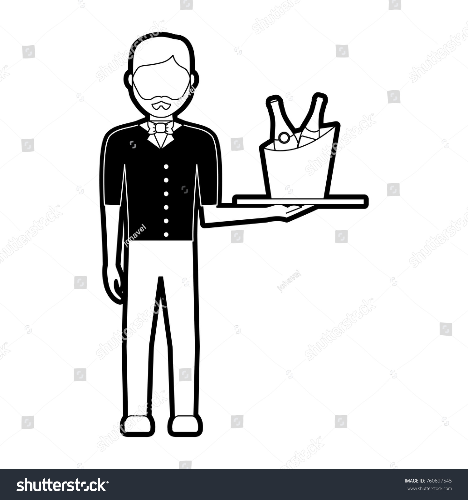 Waiter Man Vector Illustration Stock Vector (Royalty Free) 760697545 ...