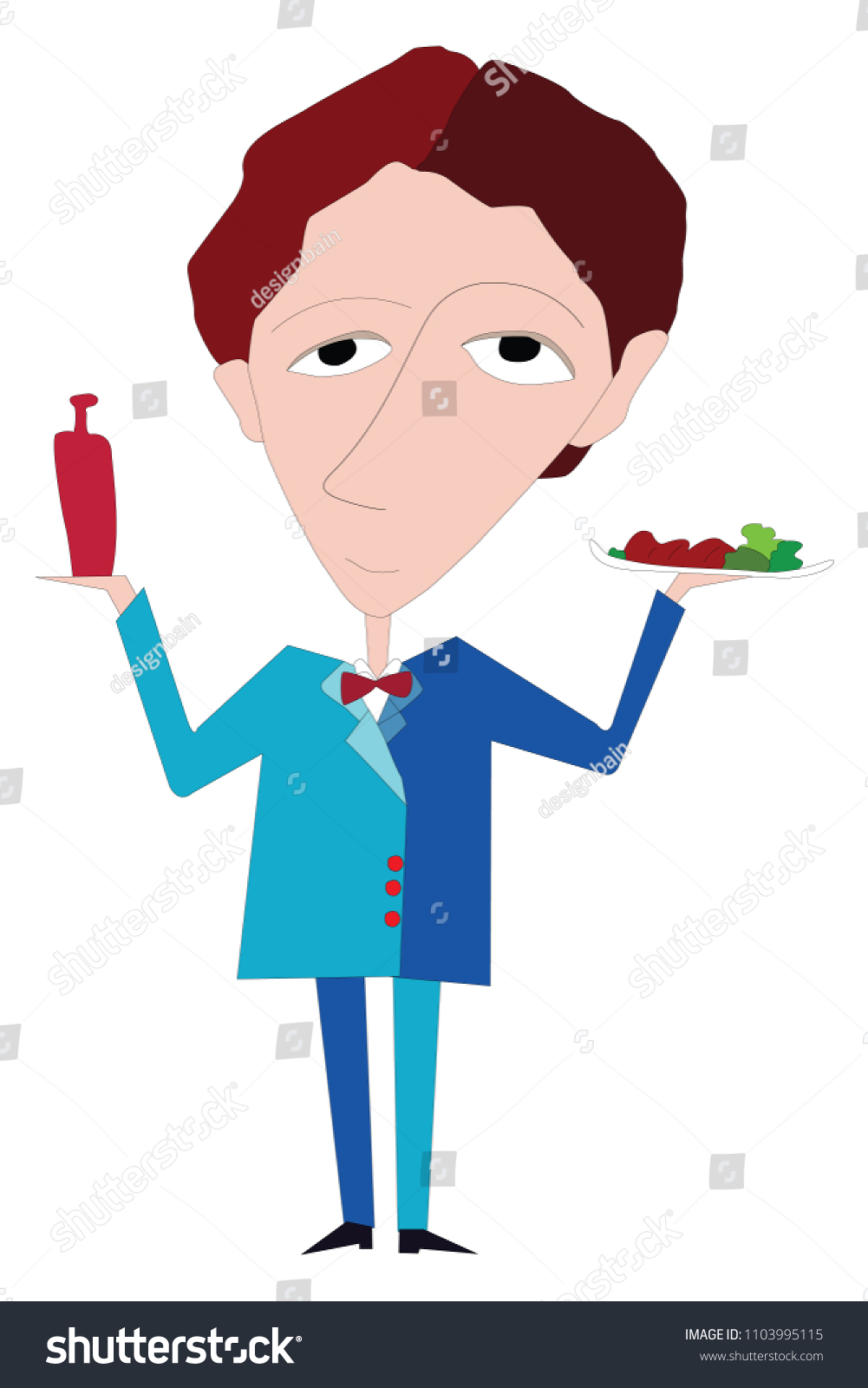 Waiter Serving Vector Flat Illustration Stock Vector (Royalty Free ...