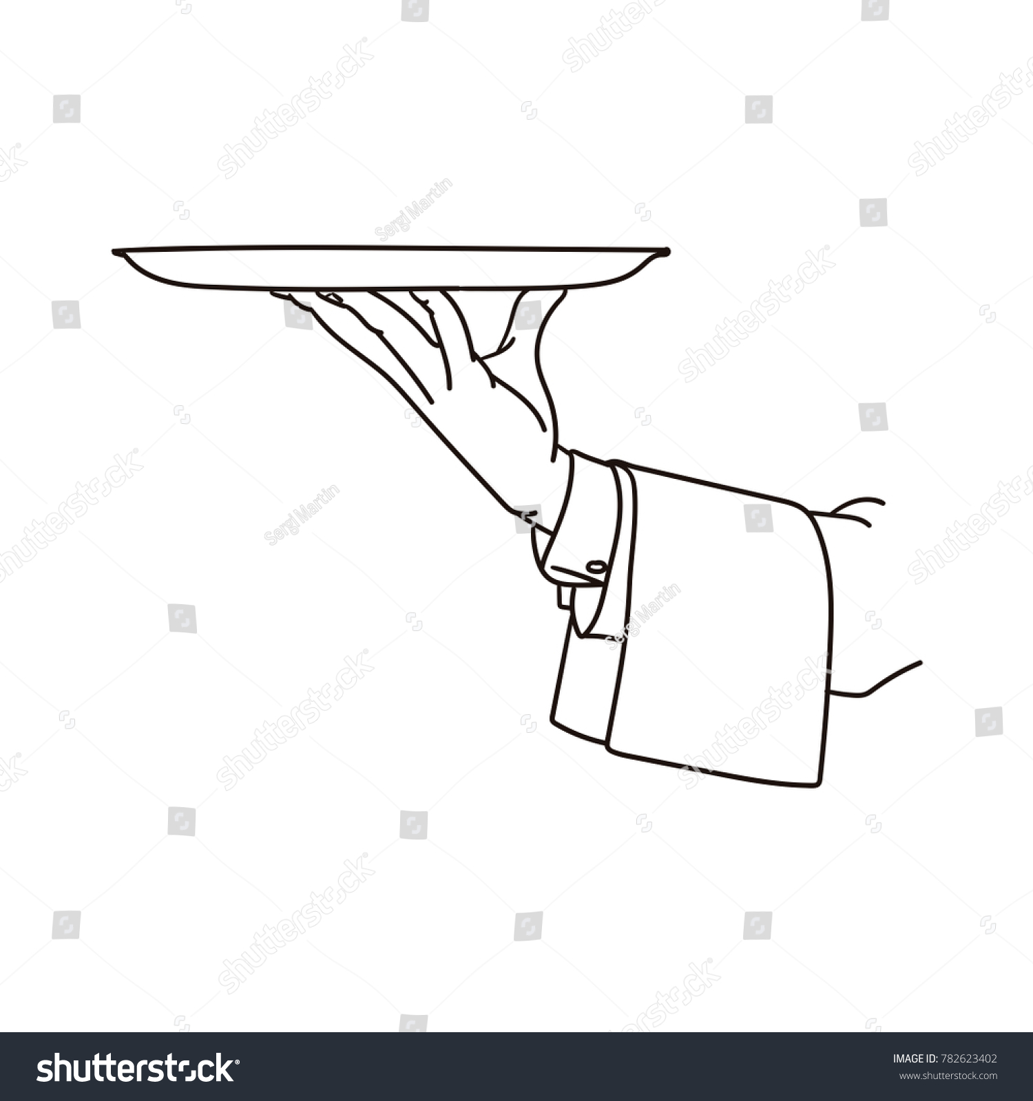 Waiter Tray Handmade Drawing Vector Illustration Stock Vector (Royalty ...