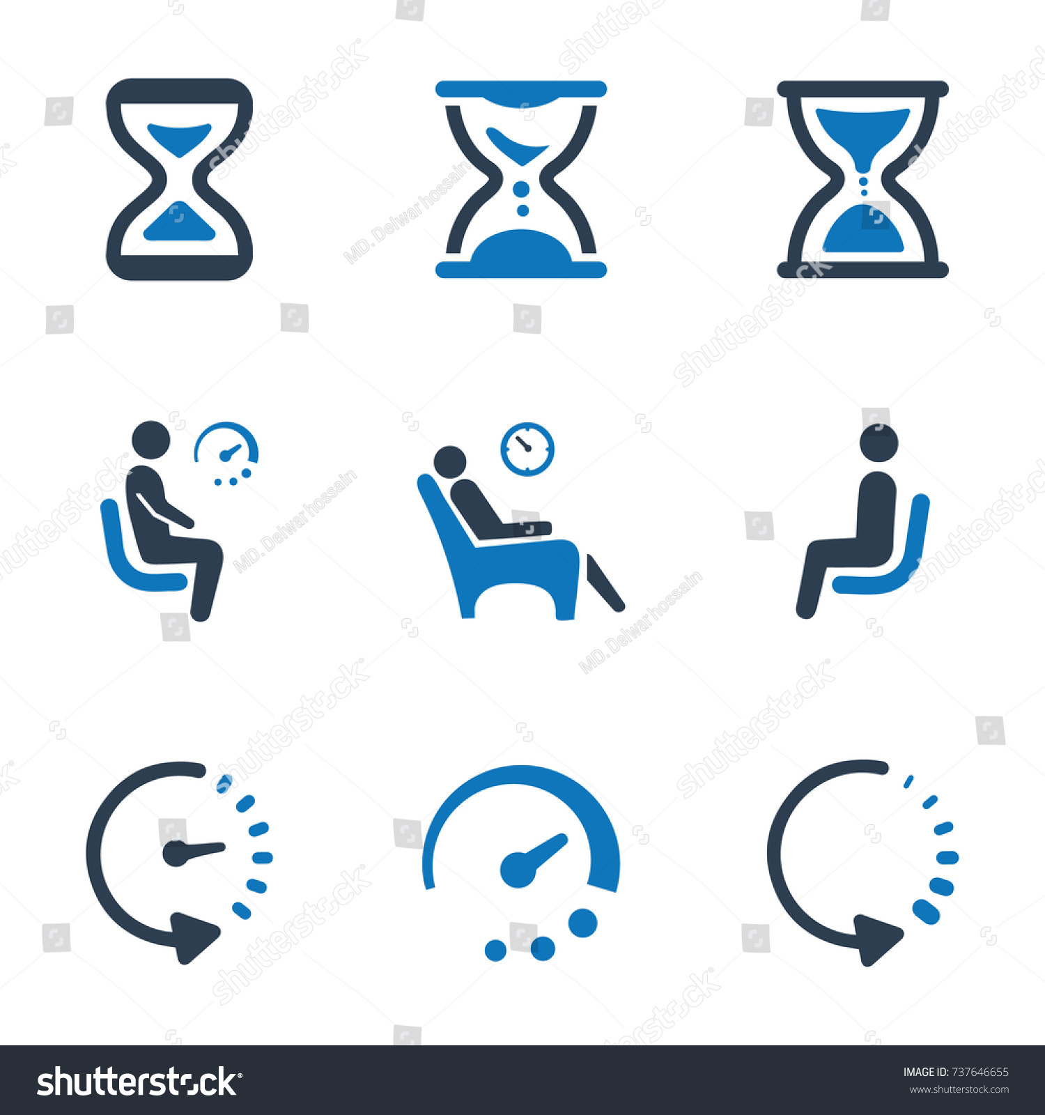 Waiting Icons Stock Vector (Royalty Free) 737646655 | Shutterstock