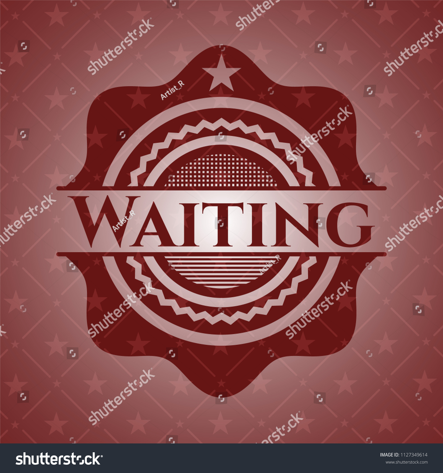 Waiting Realistic Red Emblem Stock Vector (Royalty Free) 1127349614 ...