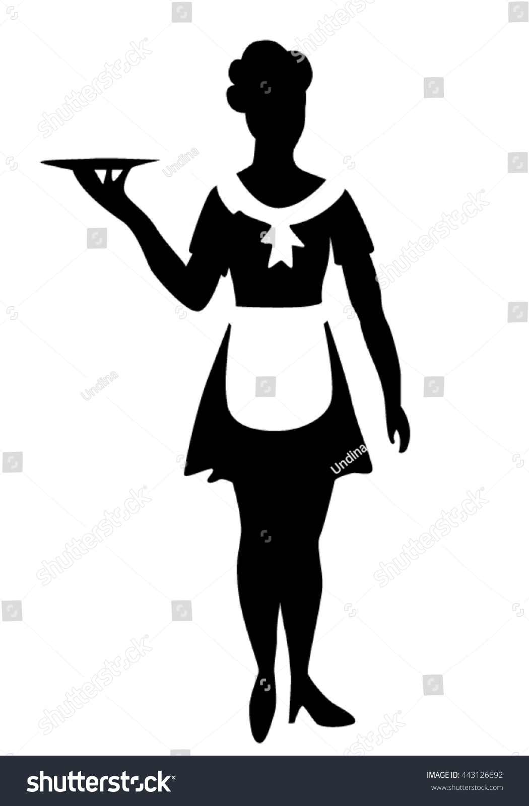 Waitress Black Silhouette Stock Vector 443126692 : Shutterstock