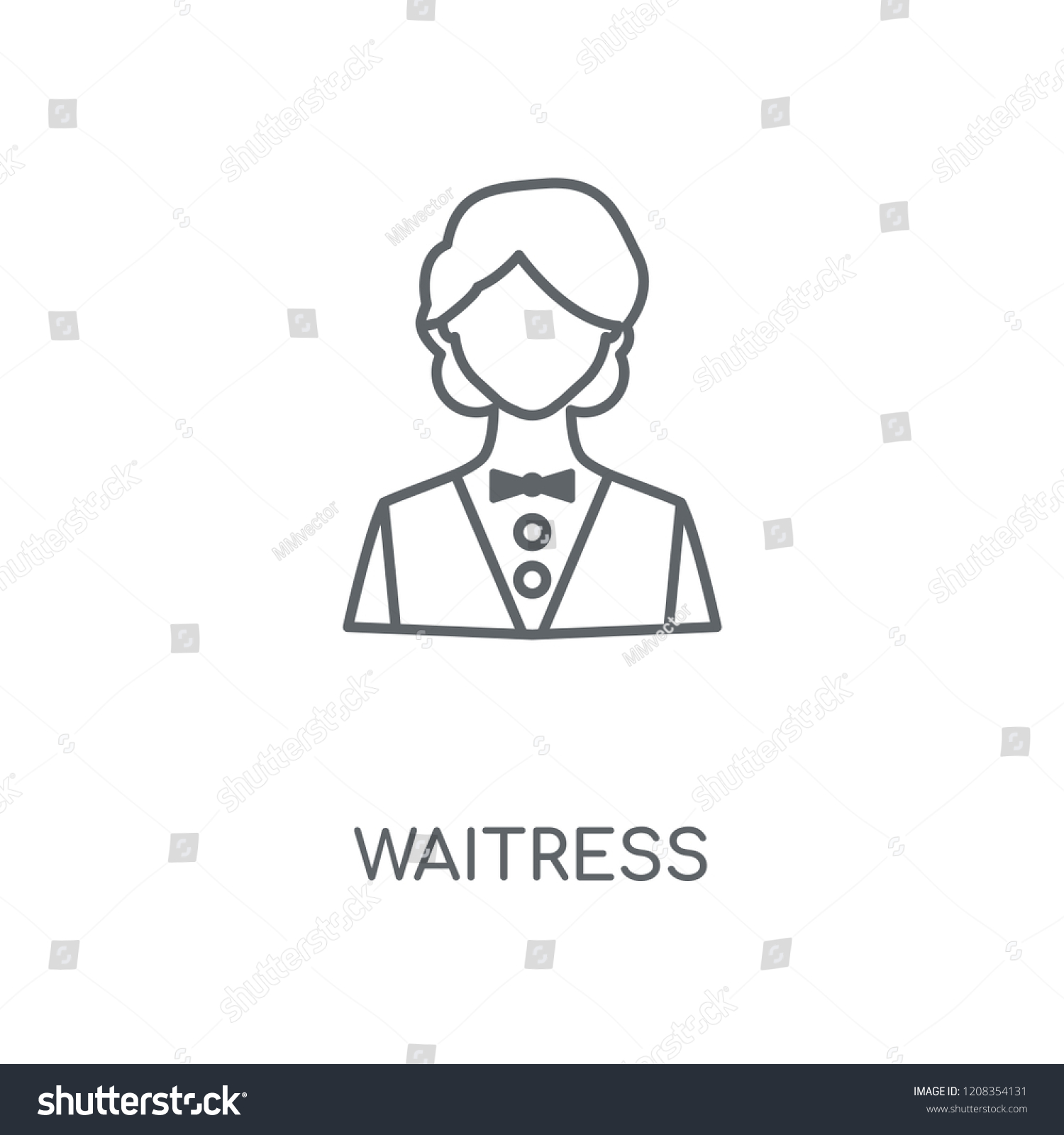 Waitress Linear Icon Waitress Concept Stroke Stock Vector (Royalty Free ...