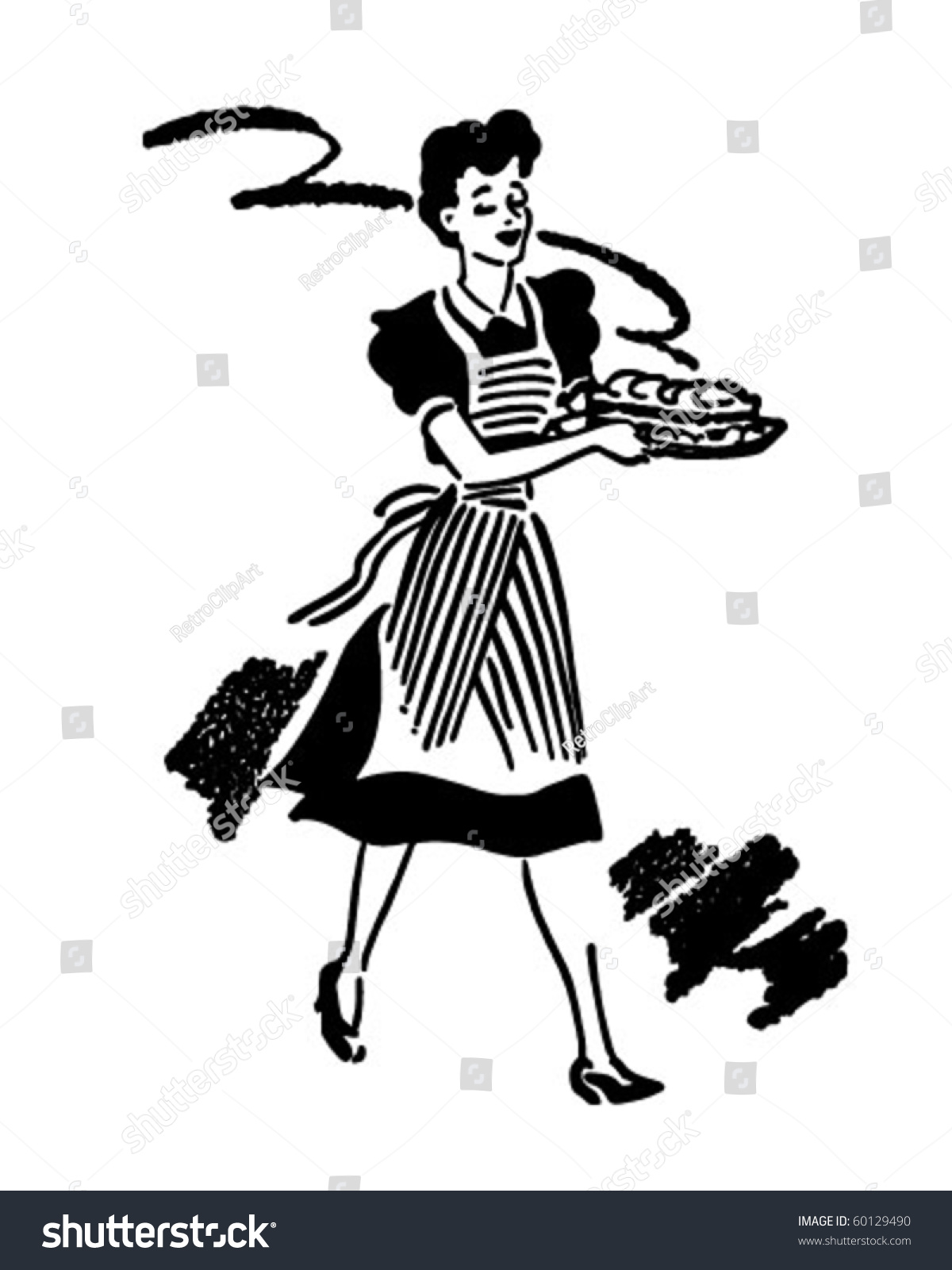 Waitress Serving Food Retro Clip Art Stock Vector 60129490 Shutterstock