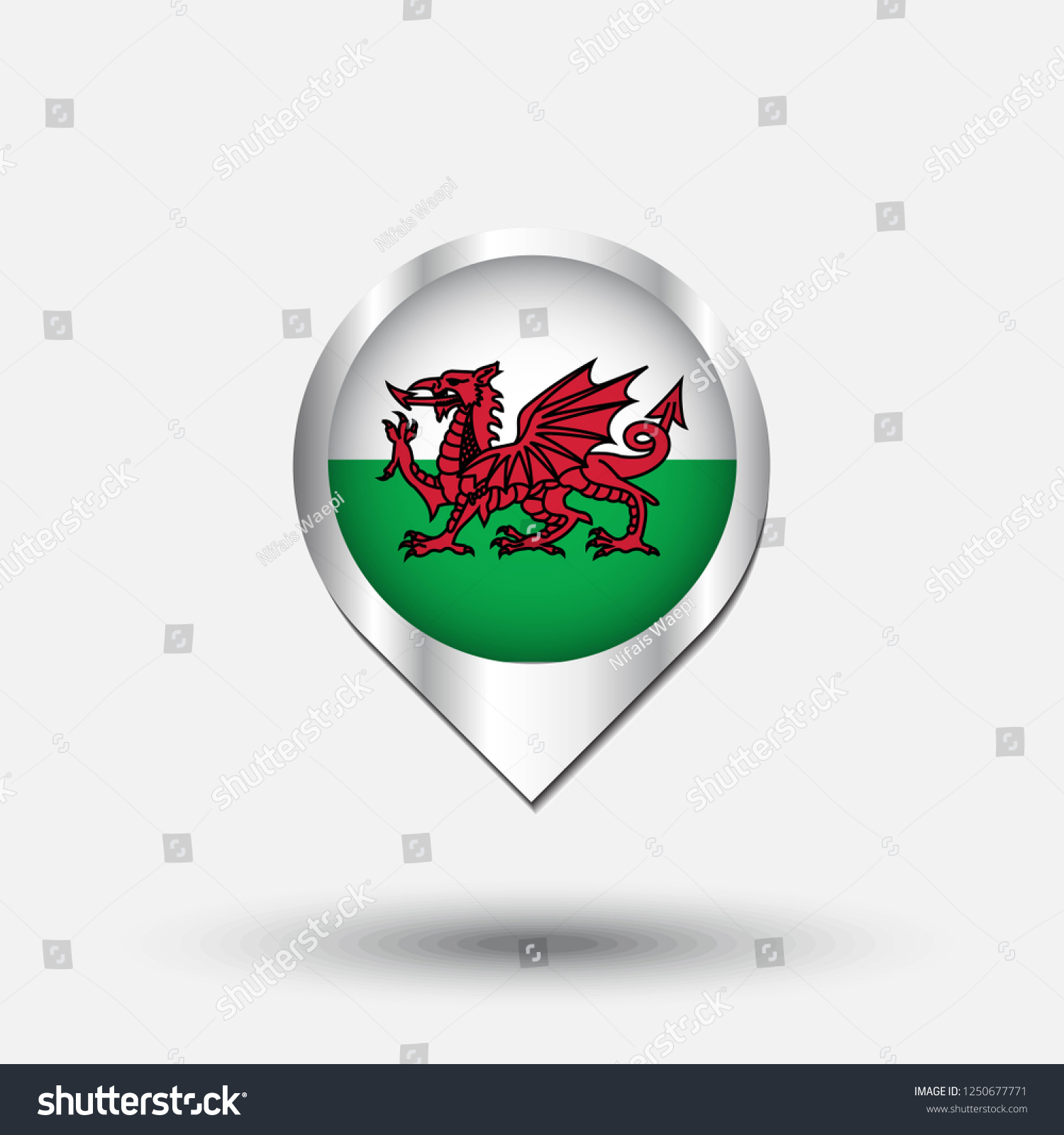 Wales Flag Round Pin Icon Vector: เวกเตอร์สต็อก (ปลอดค่าลิขสิทธิ์ ...