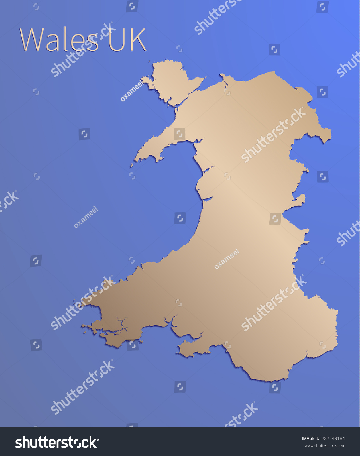 Wales Map Blue Stock Vector (Royalty Free) 287143184 | Shutterstock