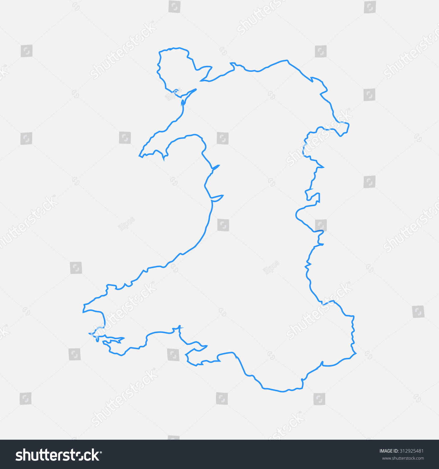 Wales Outline Map Stroke Line Style: เวกเตอร์สต็อก (ปลอดค่าลิขสิทธิ์ ...
