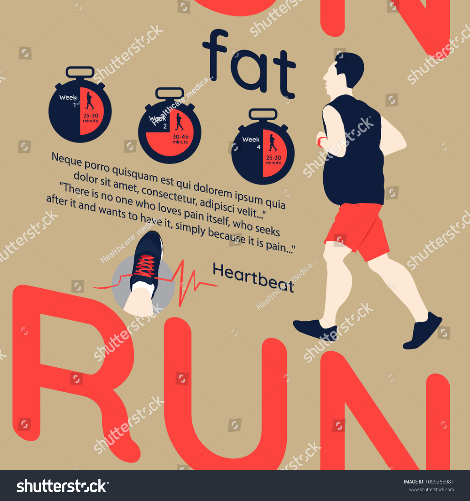 Walking Fat Infographic Stock Vector (Royalty Free) 1099265987 ...