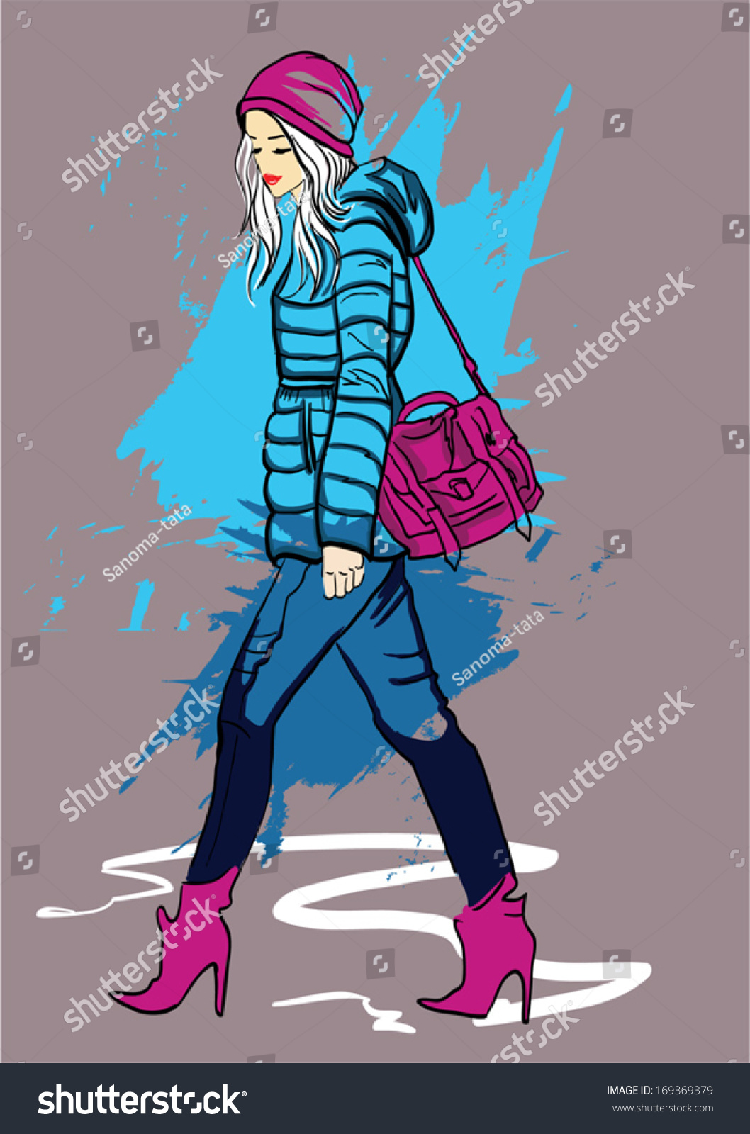 Walking Girl Stock Vector (Royalty Free) 169369379 | Shutterstock