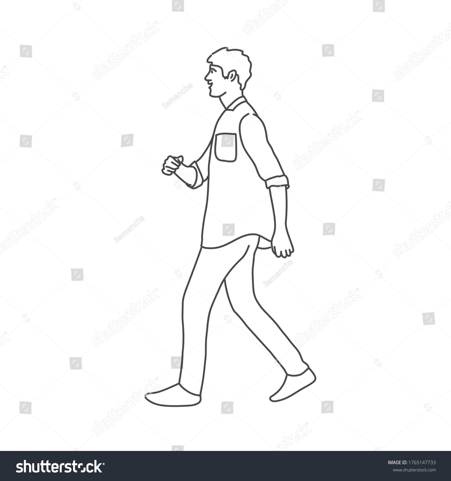Walking Guy Line Drawing Vector Illustration Stock Vector (Royalty Free ...