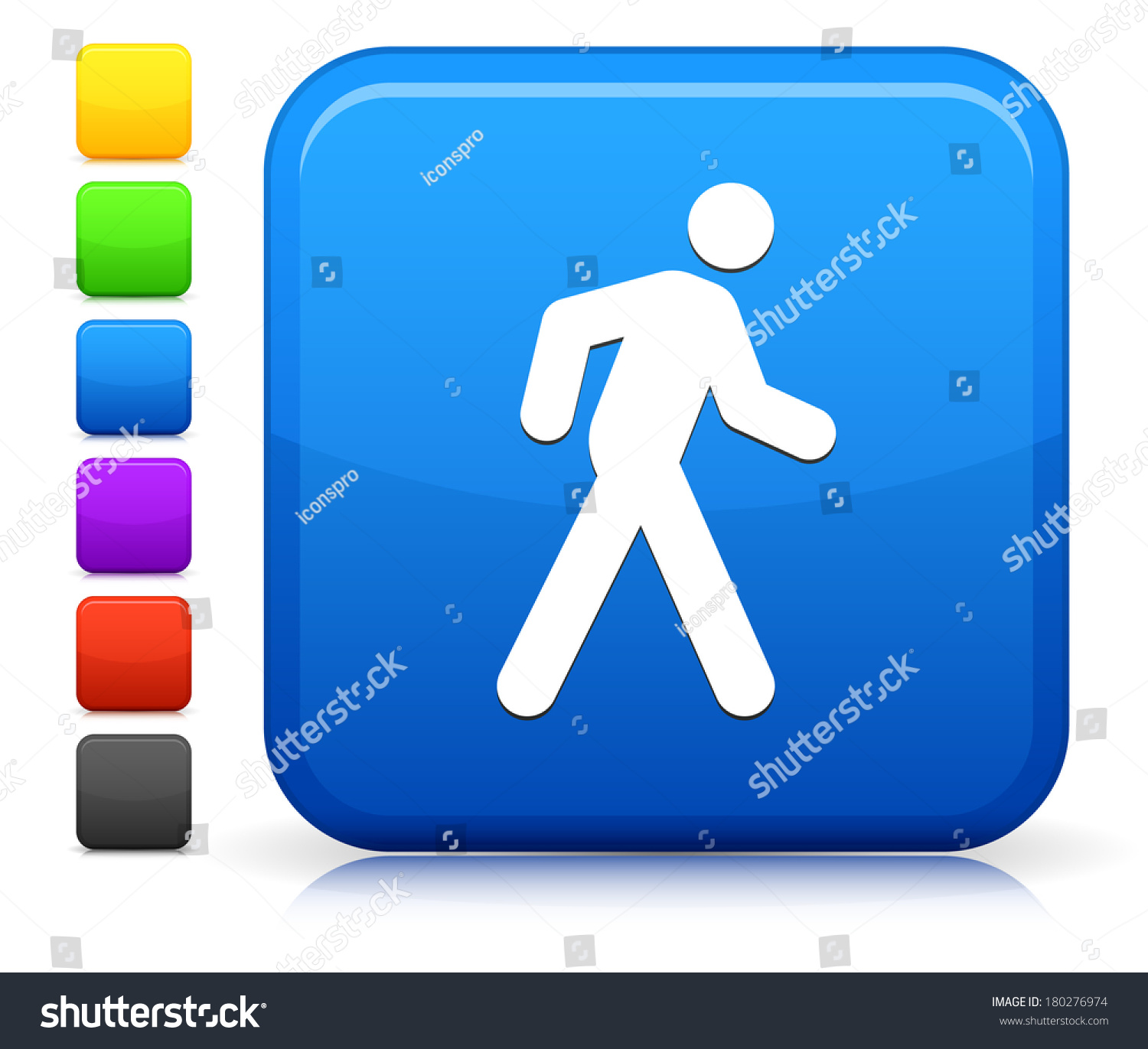 Walking Icon On Square Internet Button Stock Vector (Royalty Free ...