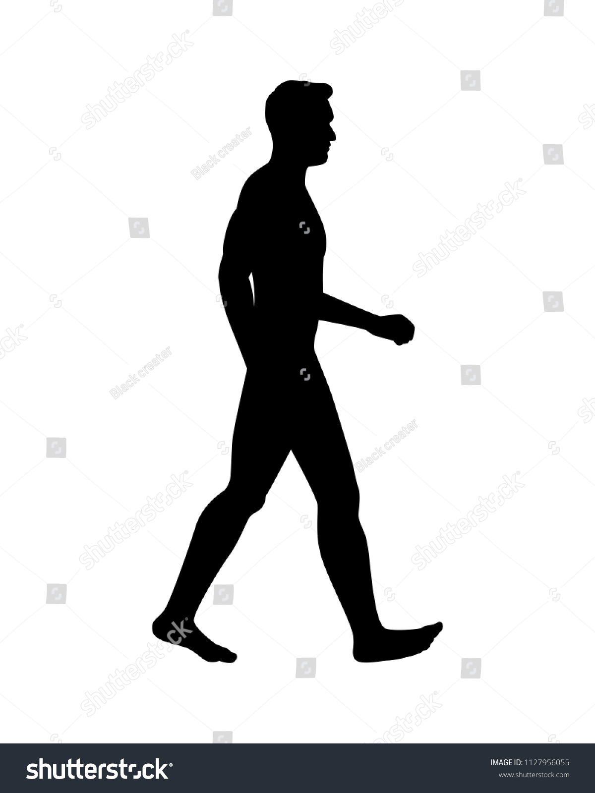 Walking Man Silhouette Vector: เวกเตอร์สต็อก (ปลอดค่าลิขสิทธิ์) 1127956055