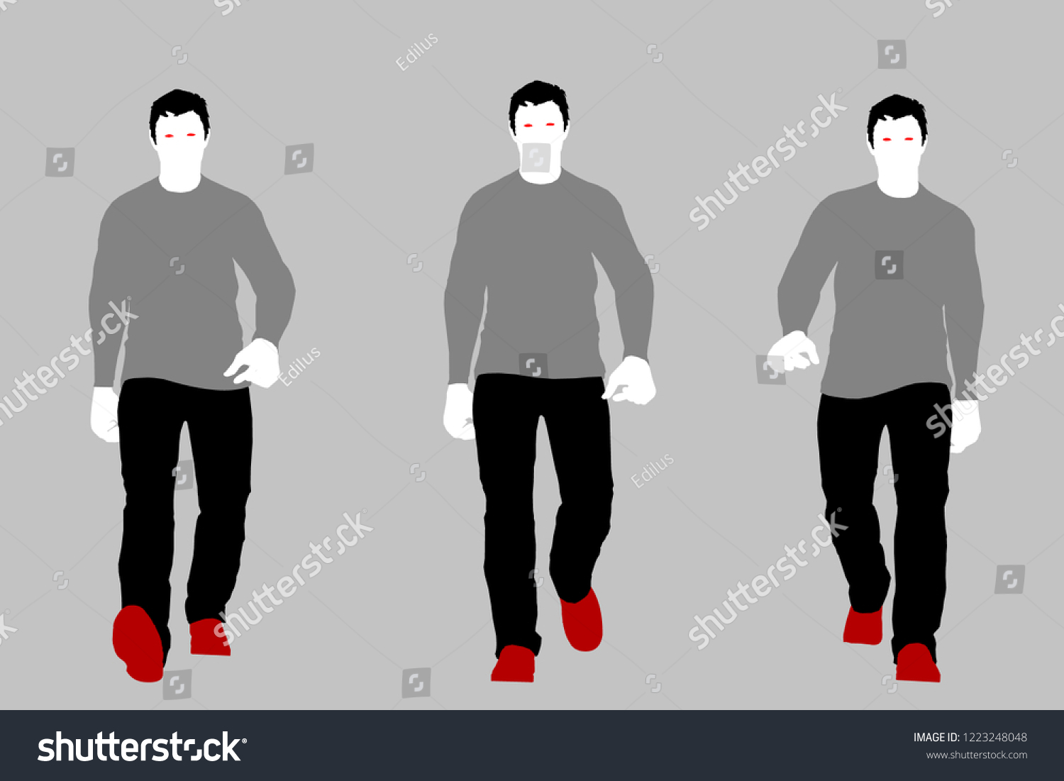 Walking Man Vector Illustration Front View: vector de stock (libre de ...