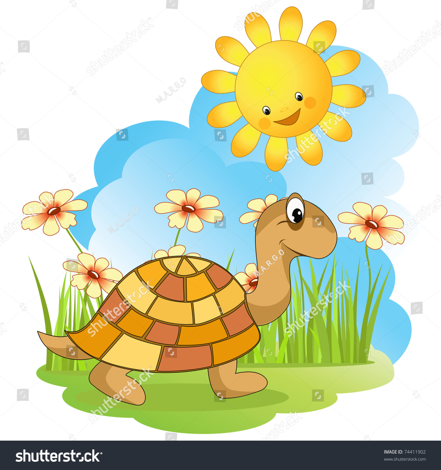 Walking Turtle Cartoon Vector Illustration: vetor stock (livre de ...