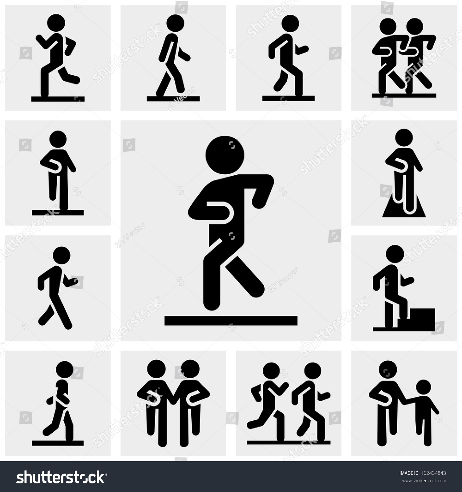 Walking Vector Icons Set On Gray - 162434843 : Shutterstock