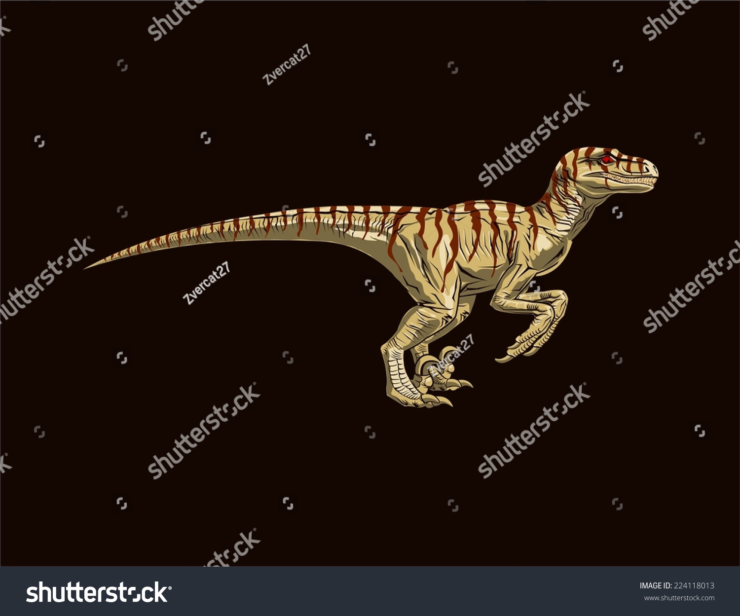 Walking Velociraptor Vector Illustration: vector de stock (libre de ...